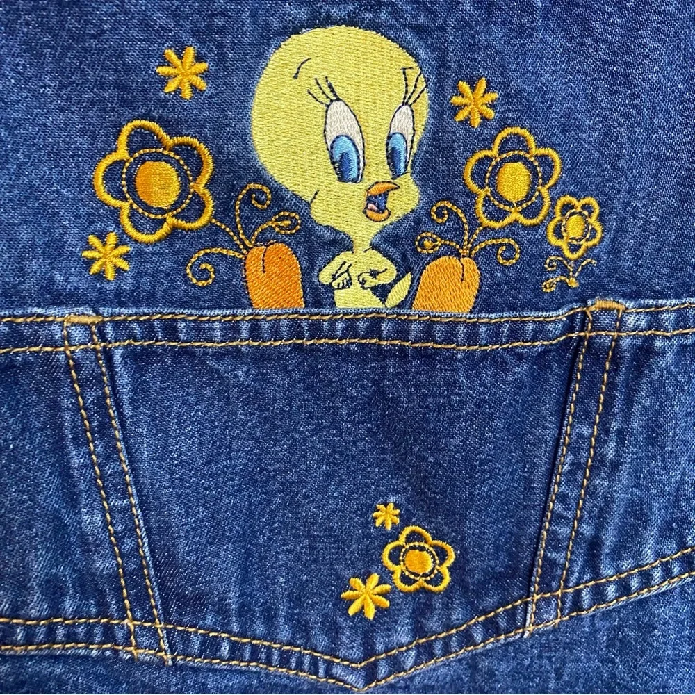 Warner Bros. | Jeans | Looney Tunes Vintage Denim Short Overalls Tweety ...